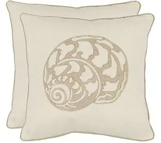 SAFAVIEH Set Of 2 18'x18' Palmer Seashell Appli Que Pillows