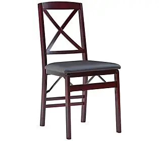 LINON Home Set Of 2 Gabe X Back Folding Kitchen Dining Chair