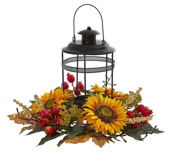 NEARLY NATURAL Sunflower Berry Arrangement Candelabrum Near Ly Natural