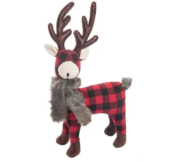 C&F HOME Buffalo Check Deer Figurine