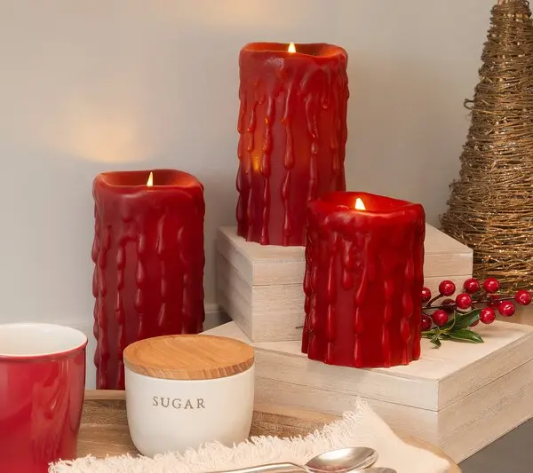 LUMINARA Set Of Heavy Drip Wax Candles With Remotes