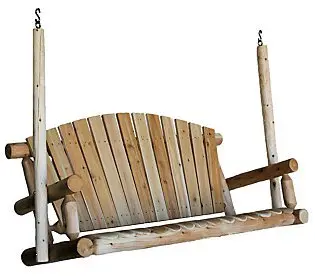 LAKELAND MILLS 3-seat Cedar Log Porch Swing