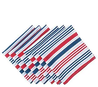 DESIGN IMPORTS Patriotic Stripe Outdoor Napkin Et Of 6