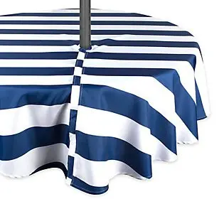DESIGN IMPORTS Cabana Stripe Tablecloth W/ Zipp Er 52' Round