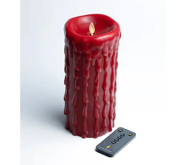 LUMINARA 9' Heavy Wax Drip Flameless Candle Wit H Remote