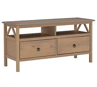 LINON Home Hollis Driftwood Tv Stand W/ Open Sh Elf & 2 Drawers