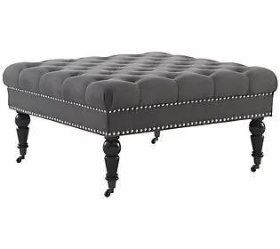 LINON Home Eva Square Tufted Decorative Upholst Ered Ottoman