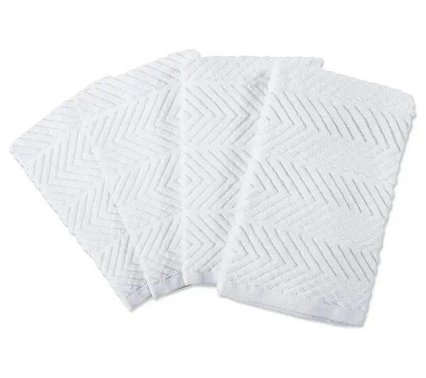 DESIGN IMPORTS Set Of 4 Cotton Luxury Chevron K Itchen Towels