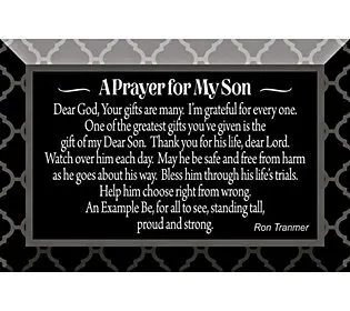 DEXSA COMPANY Dexsa Prayer For My Son Glass Plaque With Easel 6'x4
