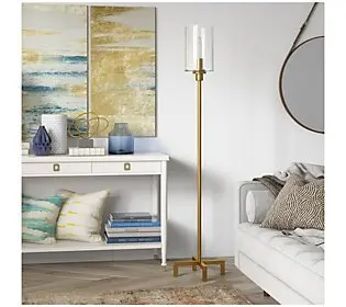 HUDSON&CANAL Hudson & Canal Panos Floor Lamp With Seeded Gla Ss Shade