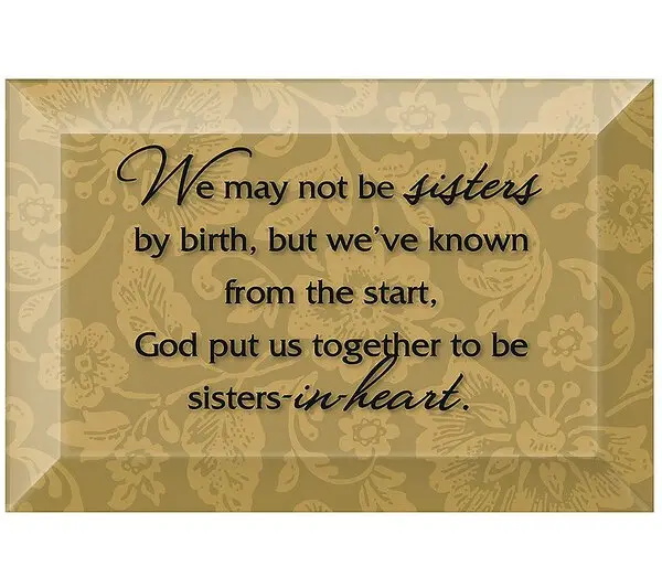 DEXSA COMPANY Dexsa Sisters In Heart Beveled Glass Plaque Wit H Easel