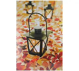 NORTHLIGHT Led Lighted Fall Foliage & Lanterns Anvas Wall Art