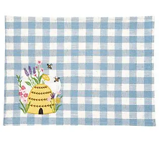 VALERIE PARR HILL Bee Happy In Blue Placemat Set Of 6 Valerie