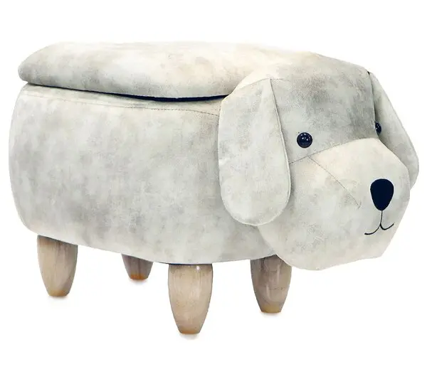 HANOVER Critter Sitters 15 Seat Height Gray Dog Storage Ottoman