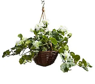 PURE GARDEN Faux Flower Arrangement With Hanger Basket