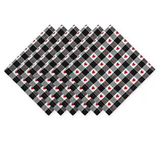 DESIGN IMPORTS Set Of 6 Hearts Dobby Checked Na Pkins