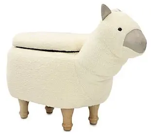HANOVER Critter Sitters 15 Seat Height White Llama Storage Ottoman
