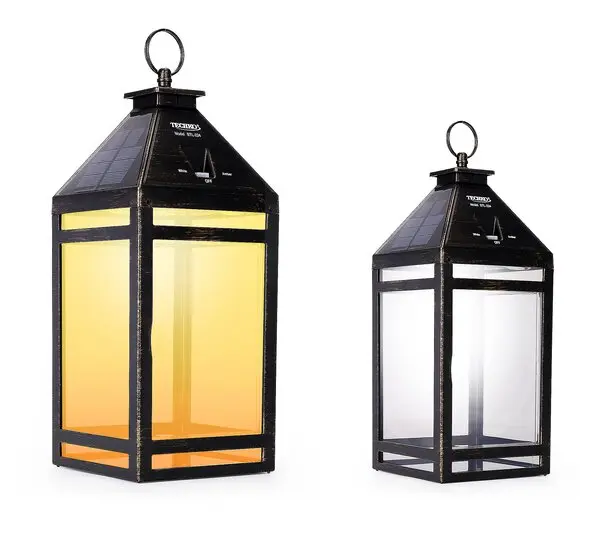 TECHKO Solar Portable Lantern Amber/white Light Cl Ear Panel