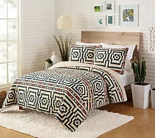 QVC Makers Collective Hypnotic King 3-piece Quilt S Et
