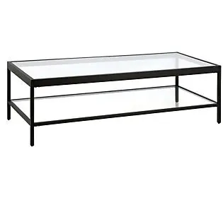 HUDSON&CANAL Hudson & Canal 54' Coffee Table W/ Spacious Gla Ss Top & Shelf