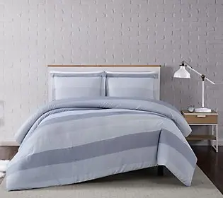 TRULY SOFT Grey Multi Stripe King 3 Piece Comfo Rter Set