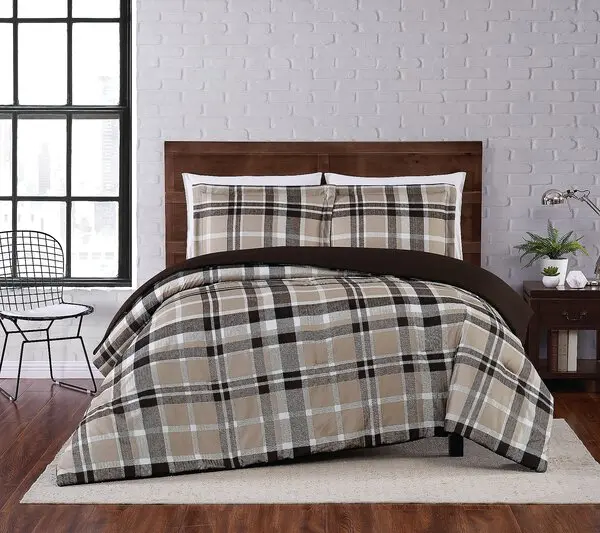 TRULY SOFT Paulette Plaid Taupe Twin Xl 2-piece Comforter Set