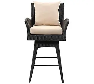SAFAVIEH Hayes Outdoor Wicker Swivel Armed Counter Stool By
