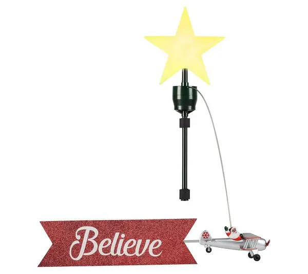 MR. CHRISTMAS Santa's Biplane Animated Tree Top Per - One-color