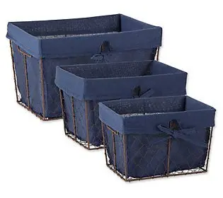 DESIGN IMPORTS S/3 Rustic Chicken Wire Baskets W/liners