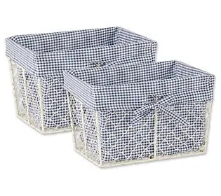 DESIGN IMPORTS S/2 Antique Chicken Wire Baskets W/liners
