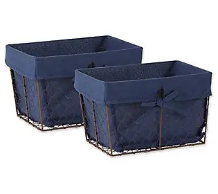 DESIGN IMPORTS S/2 Rustic Chicken Wire Baskets W/liners