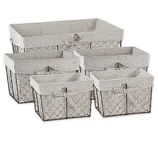 DESIGN IMPORTS S/5 Rustic Chicken Wire Baskets W/liners