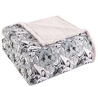 SHAVEL Micro Flannel To Sherpa Twin Cat Collage Blanket