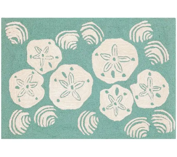 LIORA MANNE Frontporch Shell Toss In/out Rug Aq Ua 20' X 30