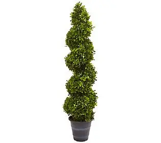 NEARLY NATURAL 4' Boxwood Spiral Topiary Tree In Planter N Early Natural