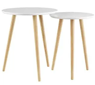 LAVISH HOME Pair Nesting Accent Tables With Circle Top
