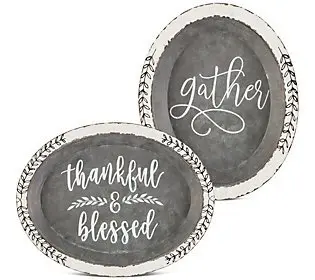 GERSON INTERNATIONAL Set Of 2 Assorted Galvanized Trays Gerson Co