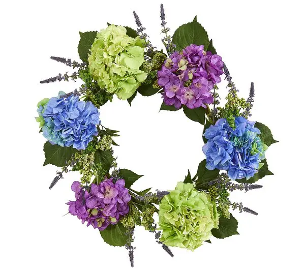 NEARLY NATURAL 22' Hydrangea Artificial Wreath By
