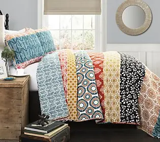 LUSH DECOR Bohemian Stripe 3-piece King Quilt Set Lush Cor