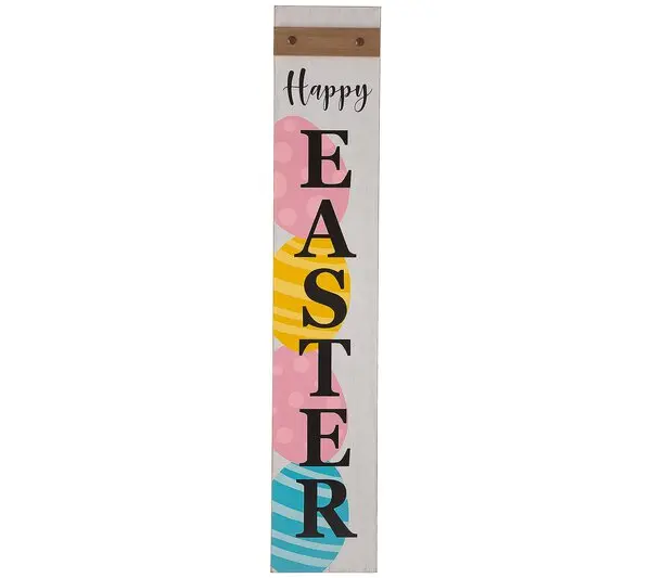 GLITZHOME Happy Easter Spring Time Colors Porch Sign