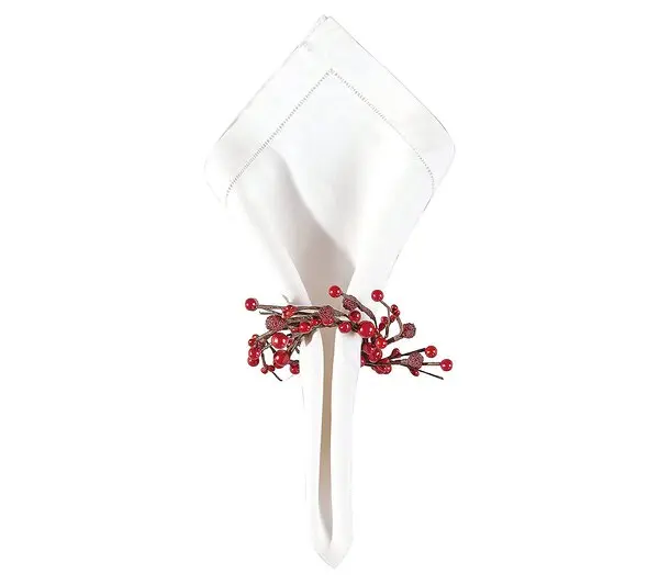 VALERIE PARR HILL Berries Wreath Napkin Ring Set Of 6 Valerie