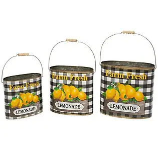GERSON INTERNATIONAL Metal Nesting 'farm Fresh Lemonade' Bucket G Erson Co