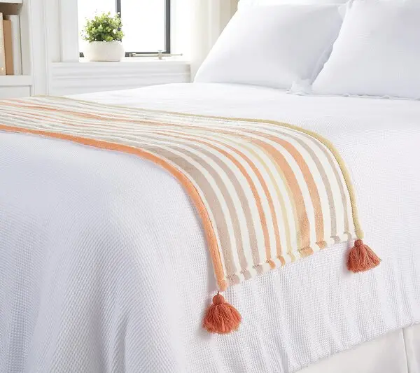 BERKSHIRE BLANKET Daydream Striped Bed Runner With Tassels Berkshire Kg