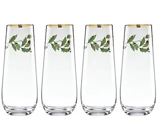 LENOX Holiday Decal Stemless Flutes S/4