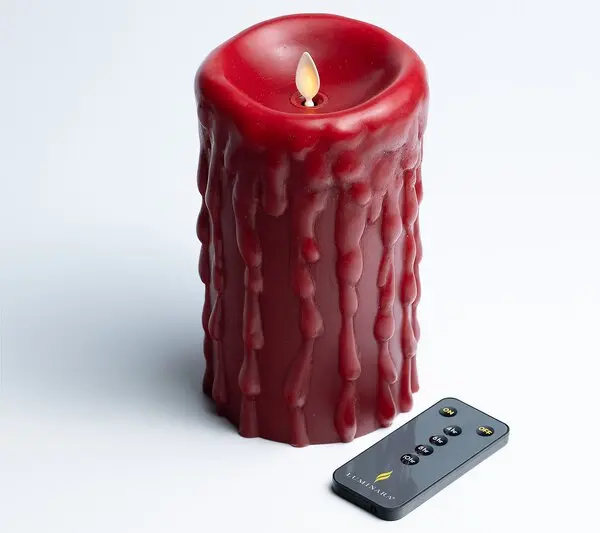 LUMINARA 7' Heavy Wax Drip Flameless Candle Wit H Remote