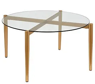 HUDSON&CANAL Kadmos Round Dapper Coffee Table W Ith Glass Top