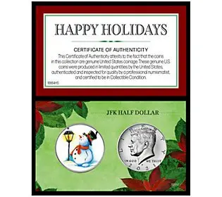 AMERICAN COIN TREASURES Happy Holidays Snowman Colorized Half Dollar 20 1 Jfk Coin Set