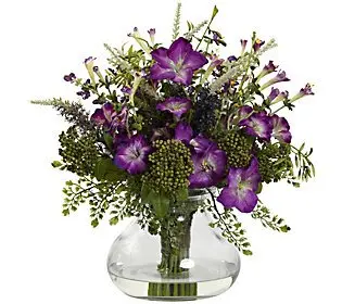 NEARLY NATURAL Large Mixed Morning Glory With Vase Nearly N Atural