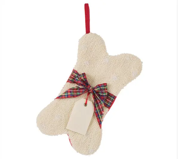 GLITZHOME No Bones About It Hooked Fabric Chris Tmas Stocking
