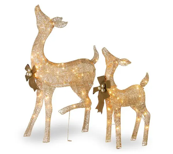 NATIONAL TREE COMPANY 38' And 28' Pre-lit Fawn With Doe Decoration
